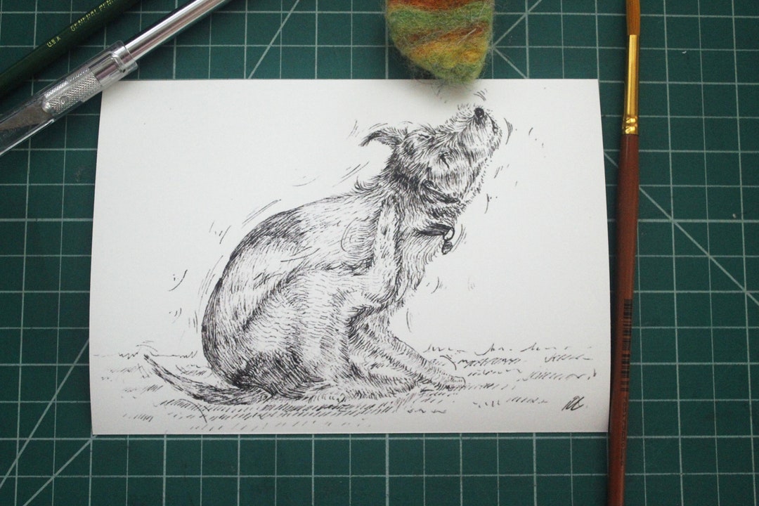 Scratchy Dog Art Print 5" X 7" - Etsy