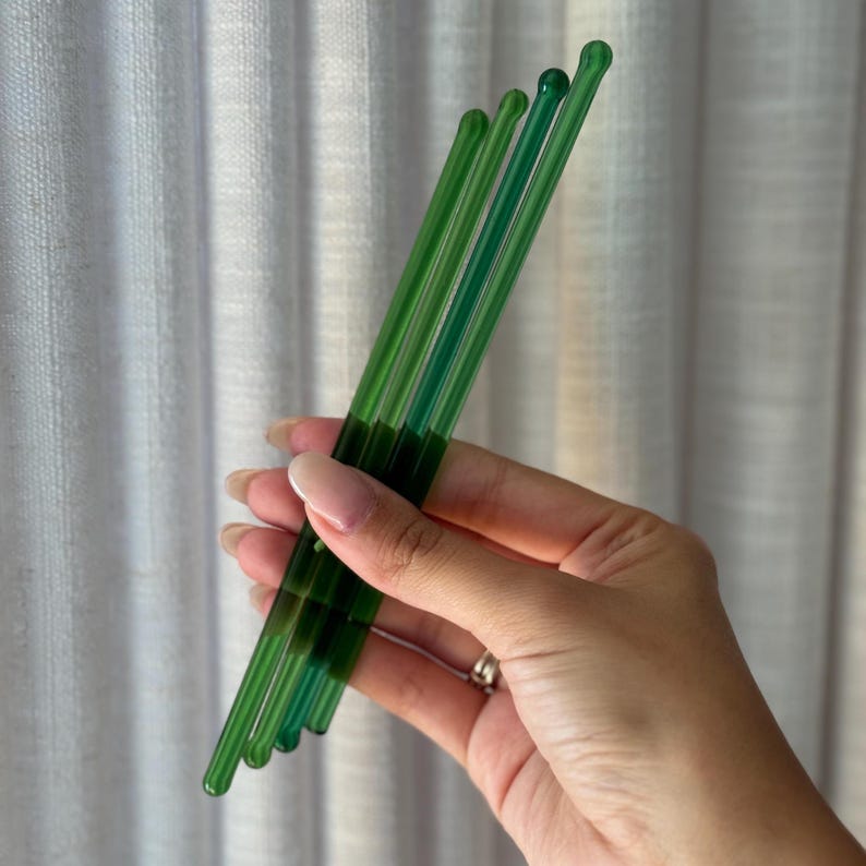 Vintage Green Glass Stir Sticks - Etsy