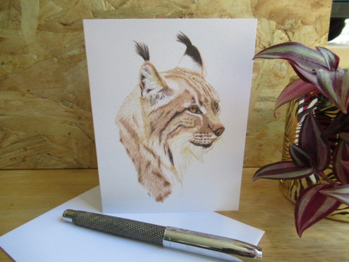 Lynx Original Artwork Note Card Greeting Card Birthday Card - Etsy Ireland