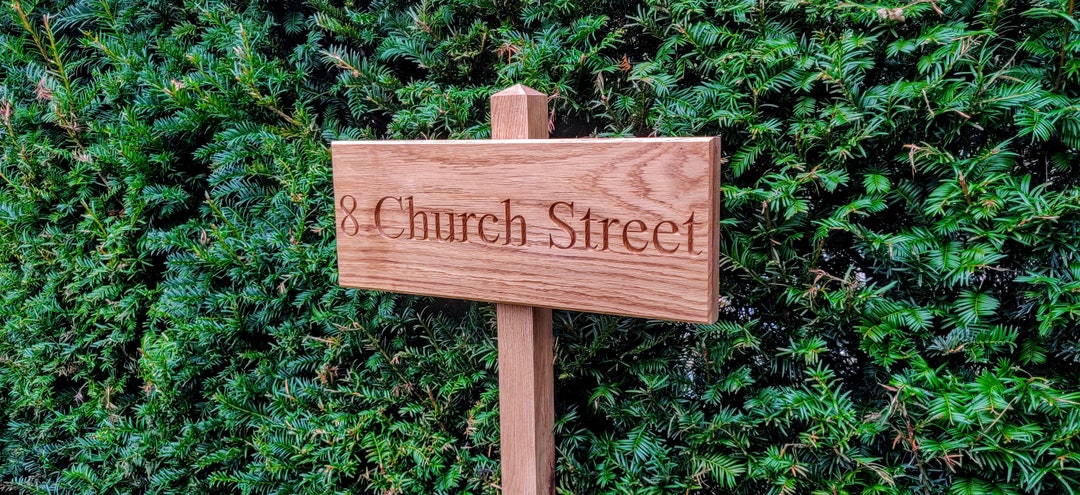 Oak Engraved House Sign Single and Double Posts - Etsy UK