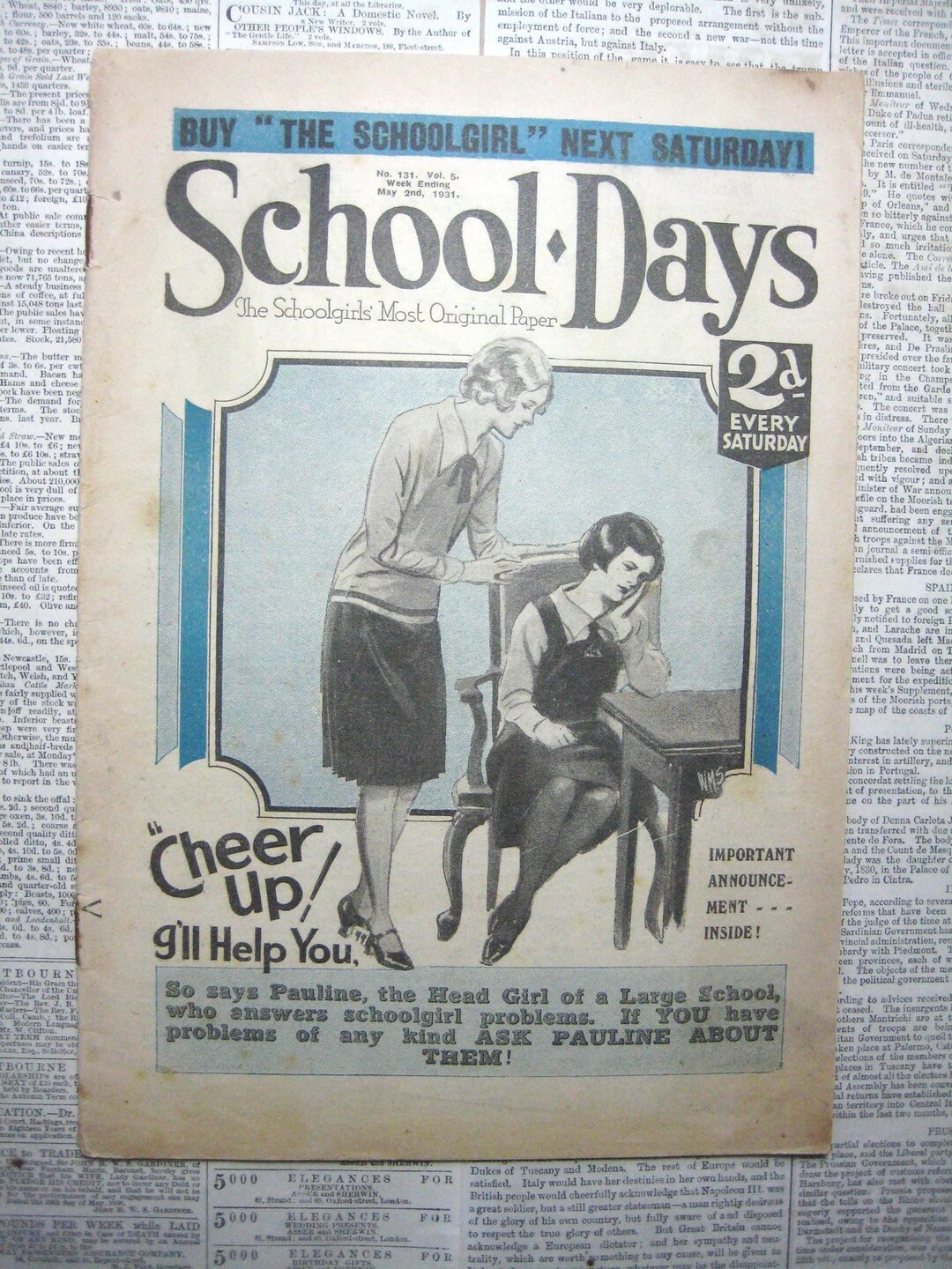 School Days Comic, 1931 1930's Girl's Comics Girl's Stories 30's Comics ...
