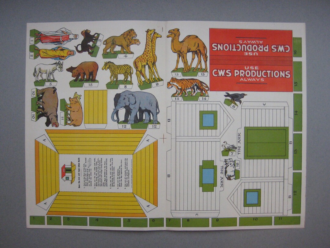 1930's or 40's Noah's Ark Cut Outs Original CWS - Etsy UK