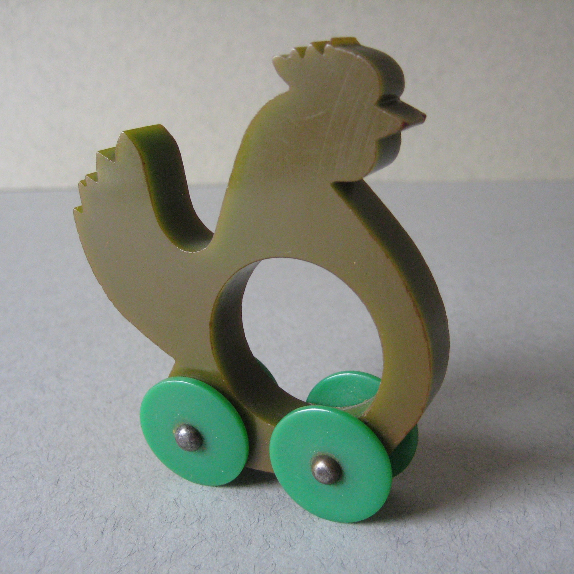 Rare 1940's Wheeled Animal Napkin Rings Chicken & Rabbit Shape Phenolic ...