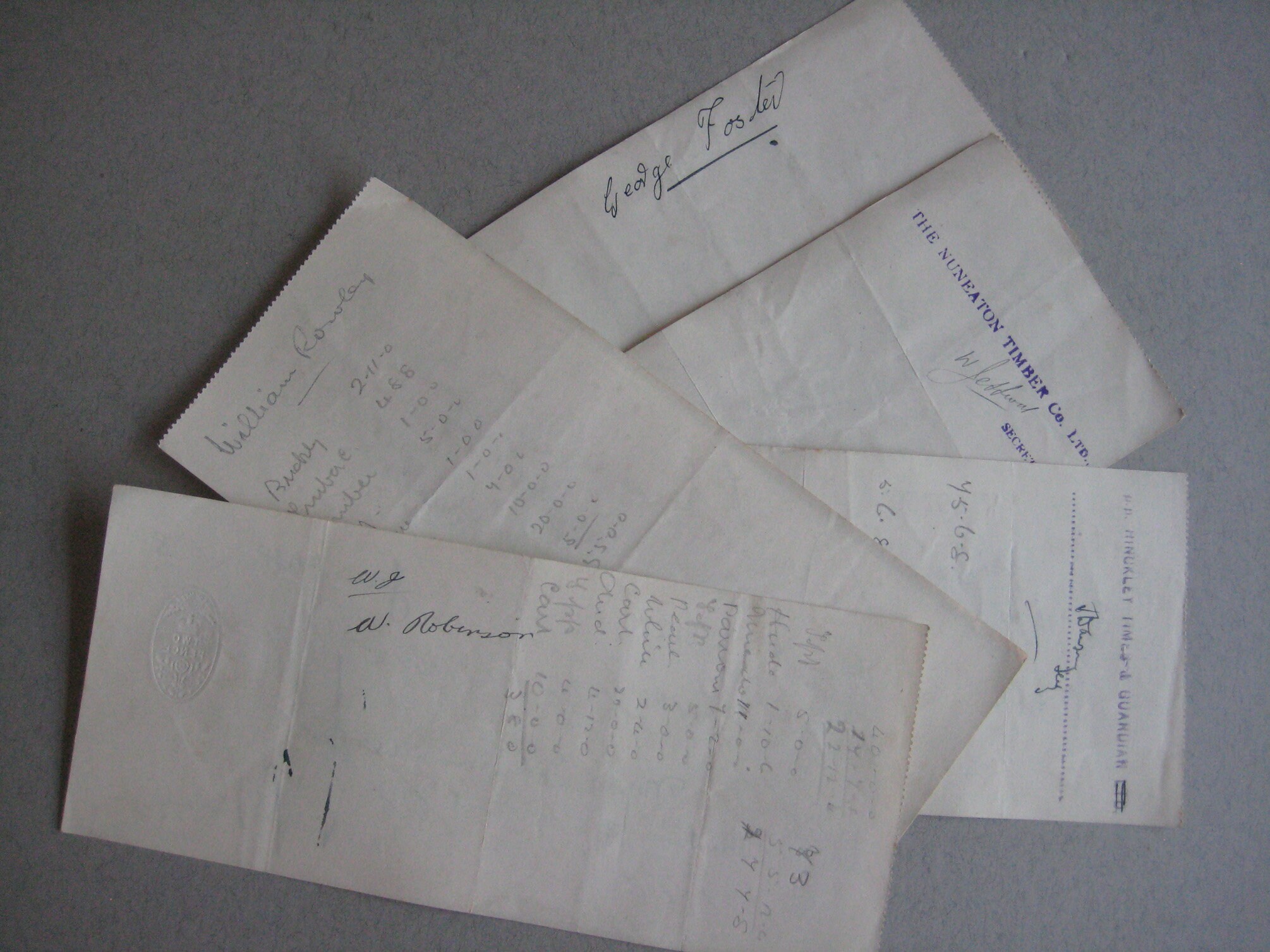 1920's Handwritten Bank Cheques Barclays Bank, Hinckley 1920's Ephemera ...