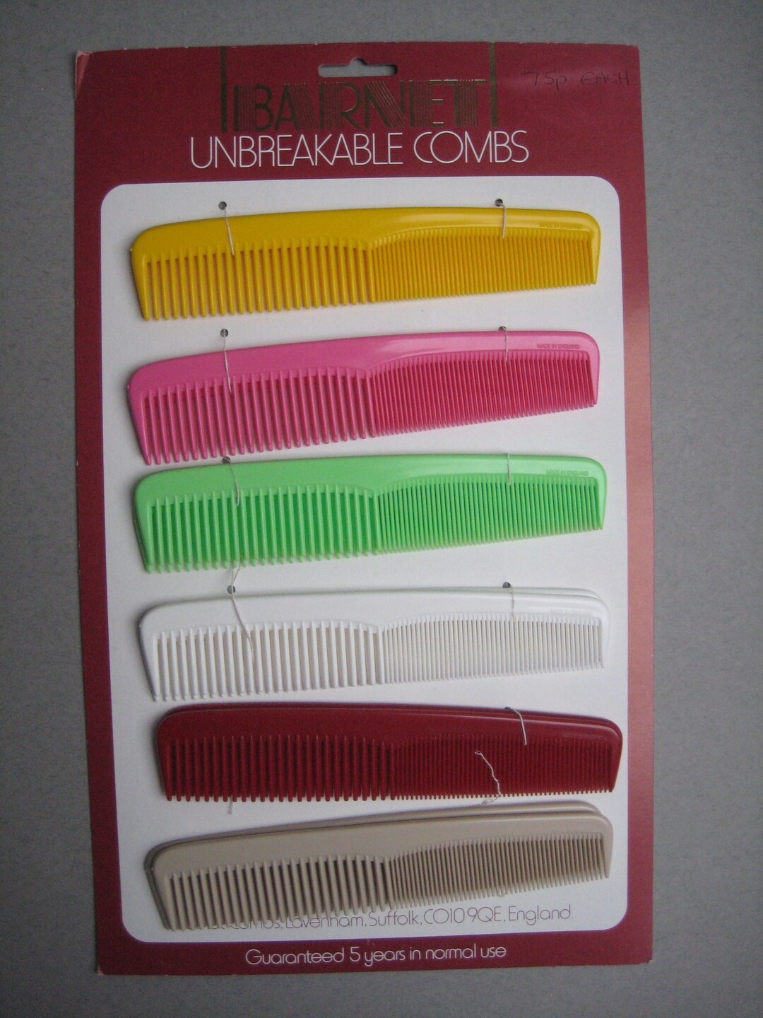 12 1980's Combs on Original Display Card Barnet Combs Unbreakable Combs ...