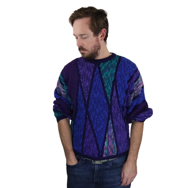 90s Colorful Sweater - Etsy