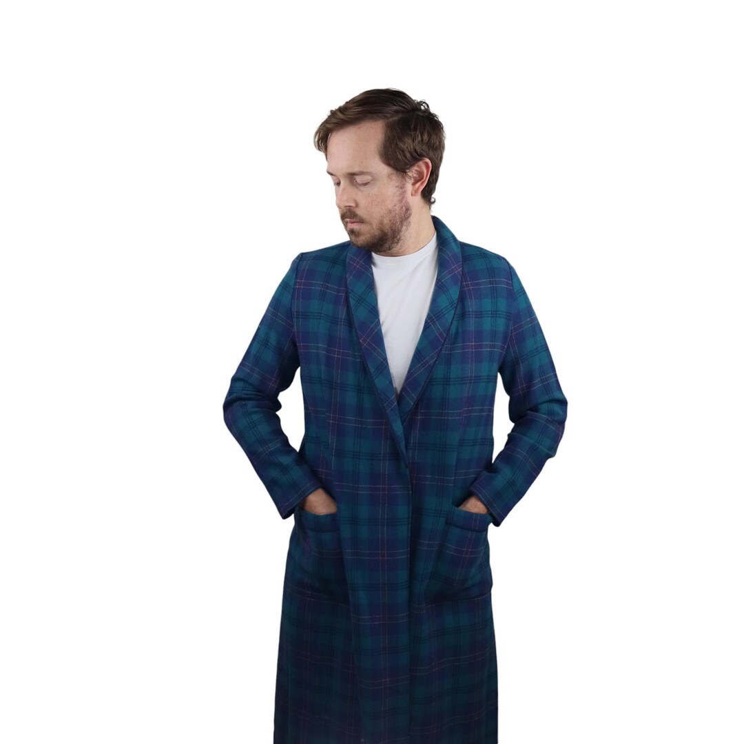 Vintage 70s 80s Pendleton USA Shadow Ombre Plaid Wool Long Robe Womens ...