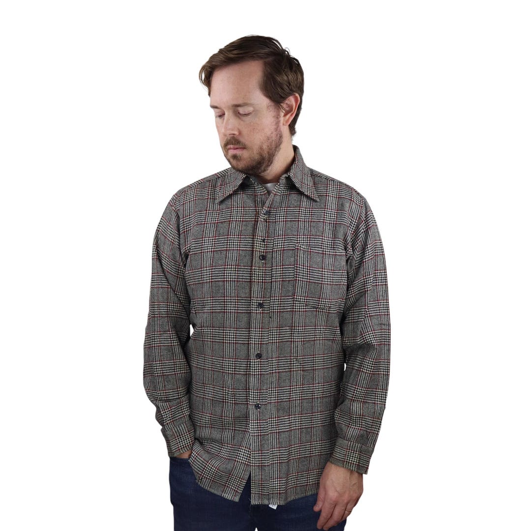 Vintage 70s 80s Pendleton Herringbone Plaid Virgin Wool Flannel Lodge ...