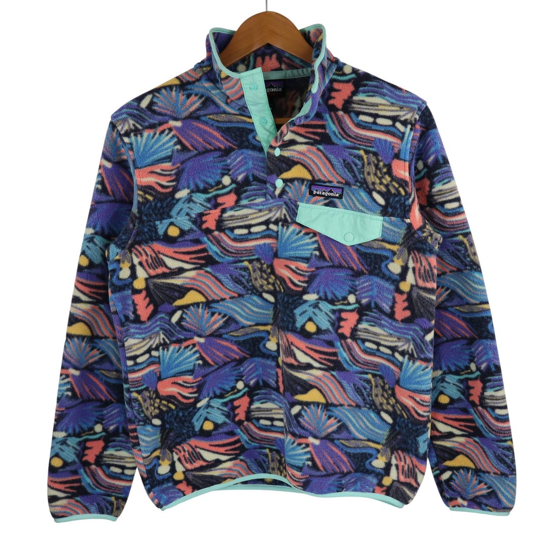 Y2K Patagonia Aztec Joy Pitch Blue Tribal All Over Print Synchilla ...