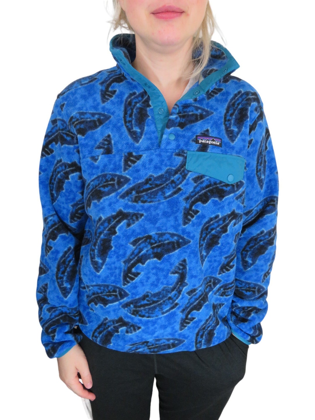 New Patagonia Rare Leaping Oasis Fish Trout All Over Print Relaxed ...