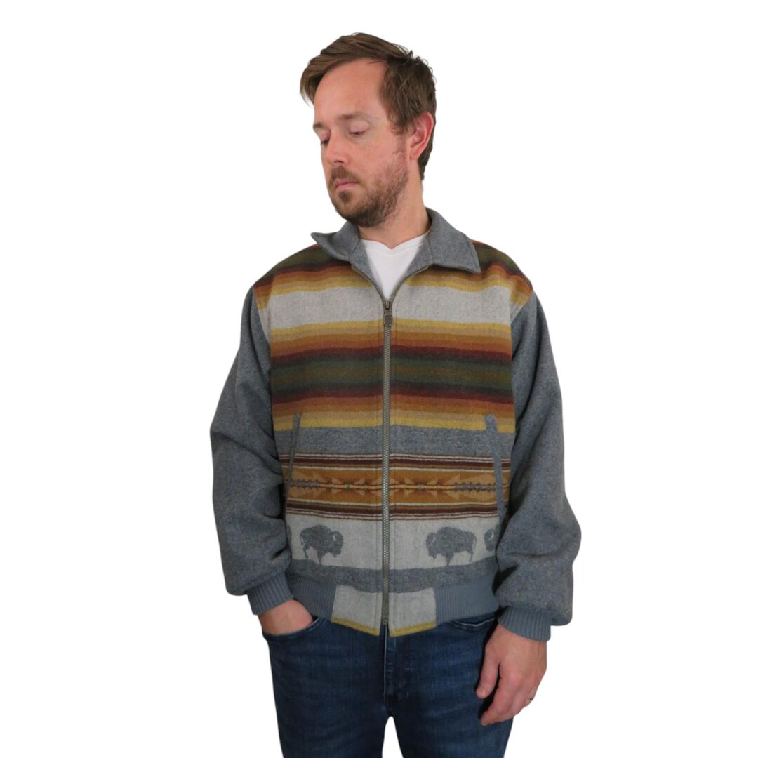 Vintage Pendleton Big Medicine Jacquard 100% Wool Aztec Tribal Blanket ...