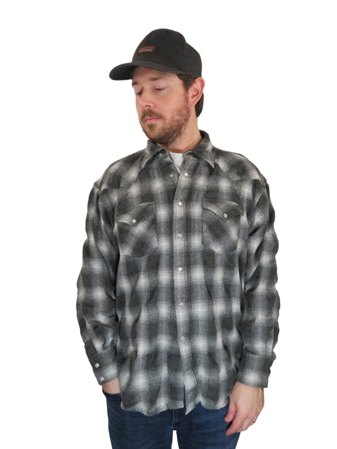 Vintage Pendleton Men's Western Shadow Plaid Archives Virgin Wool Flannel Pearl Snap Canyon ...