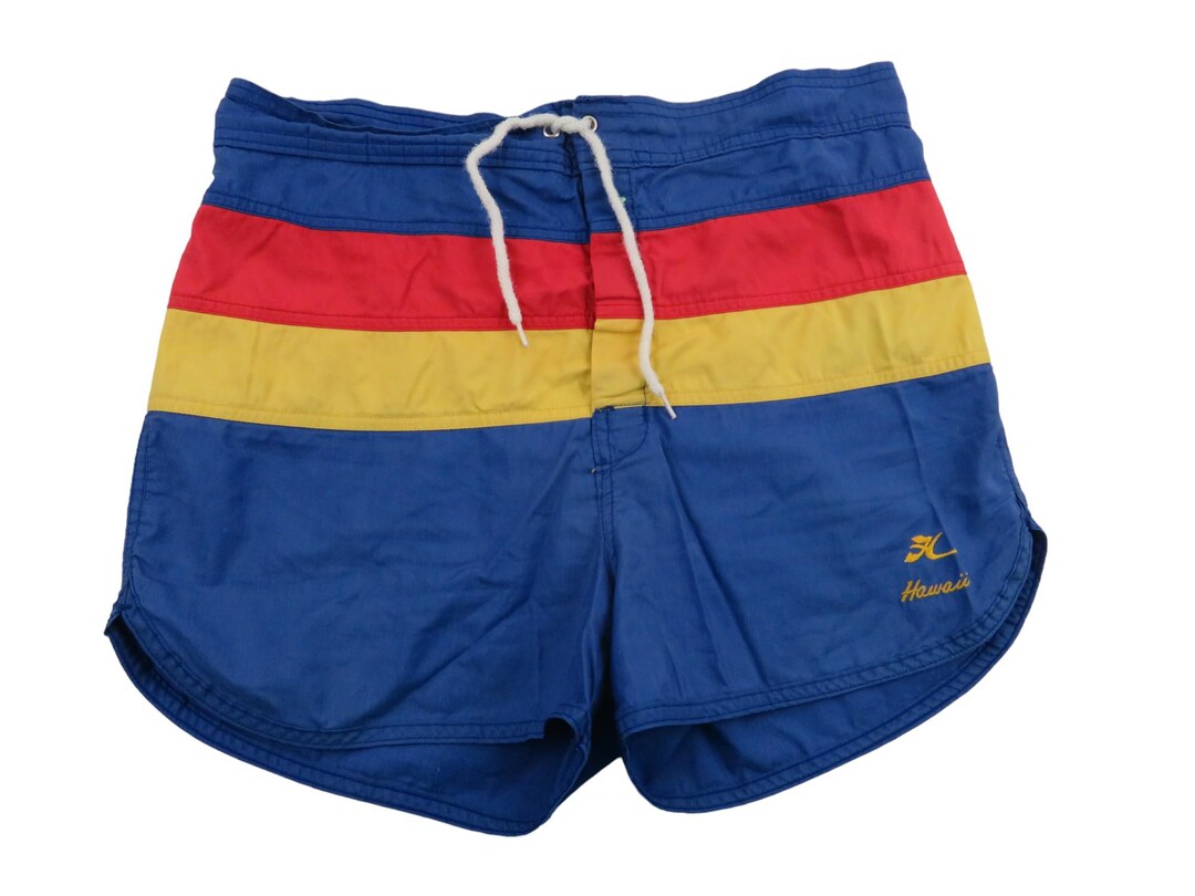 Vintage 70s 80s Hobie Made in USA Nylon Cotton Mesh Lined Swim Trunks 2 ...
