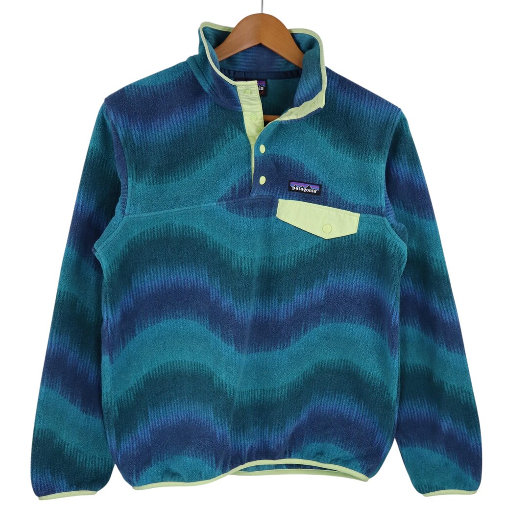 Y2K Patagonia Wavy Waves Dark Borealis All Over Print Synchilla Fleece ...