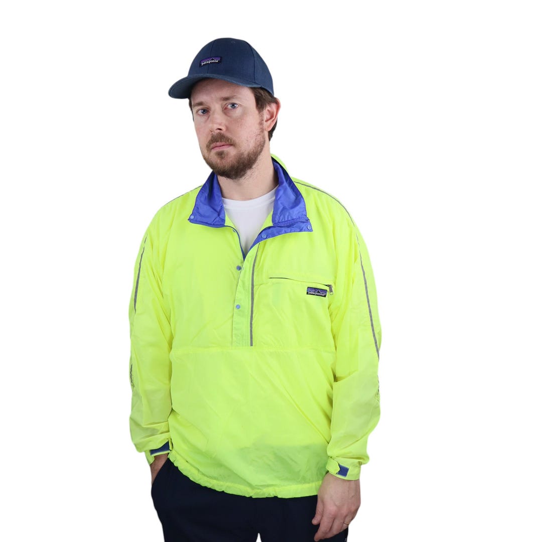Insane 90s Party Neon Yellow Vintage Patagonia Pullover Reflective ...