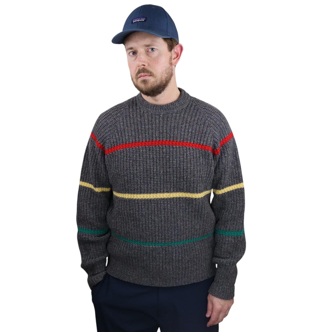 New Vintage 80s 90s Pendleton Wool Cable Knit Yarn Fisherman Striped ...