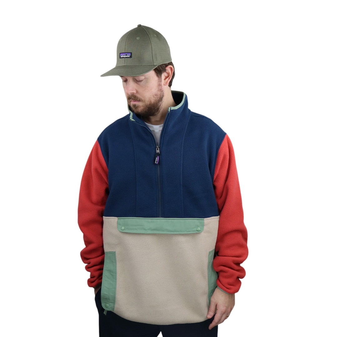 Patagonia Synchilla Anorak Colorblock Multi Color Fleece Zip Pullover ...