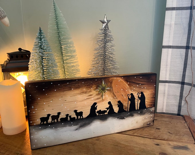 Light up Rustic Wood Nativity Scene - Handpainted and Handcrafted With ...