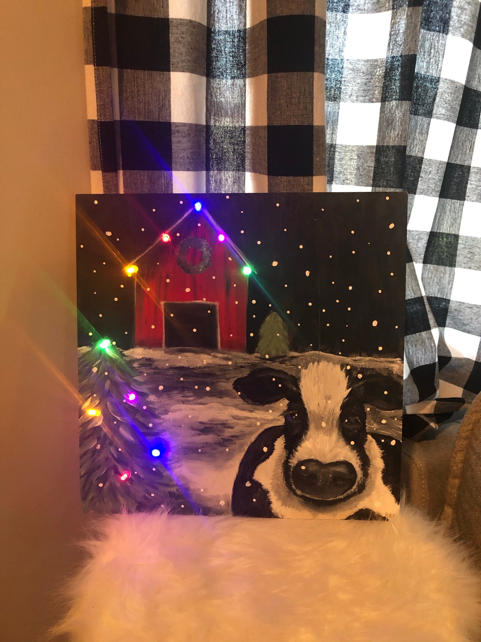 Christmas Cow Light up Sign - Etsy