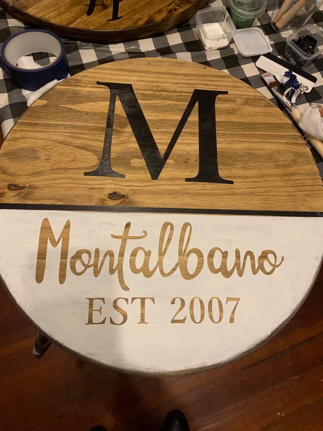18 Round Wood Personalized Sign/ Tray - Etsy
