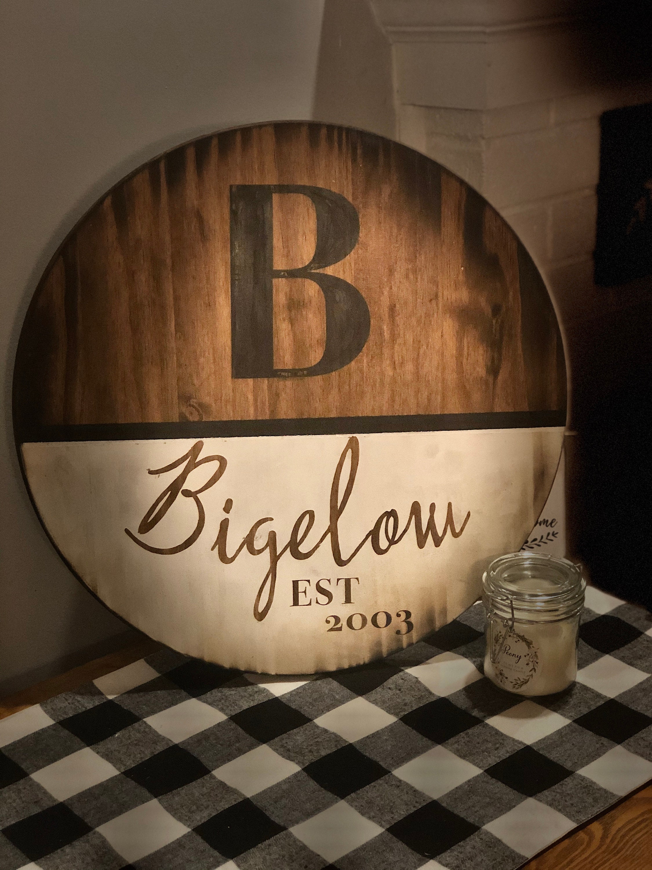 18 Round Wood Personalized Sign/ Tray - Etsy