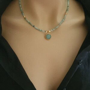 Faceted Amazonite Necklace, 3.5mm Micro Faceted Amazonite Necklace ...