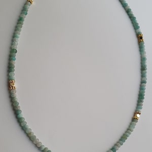 Faceted Amazonite Necklace, 3.5mm Micro Faceted Amazonite Necklace ...
