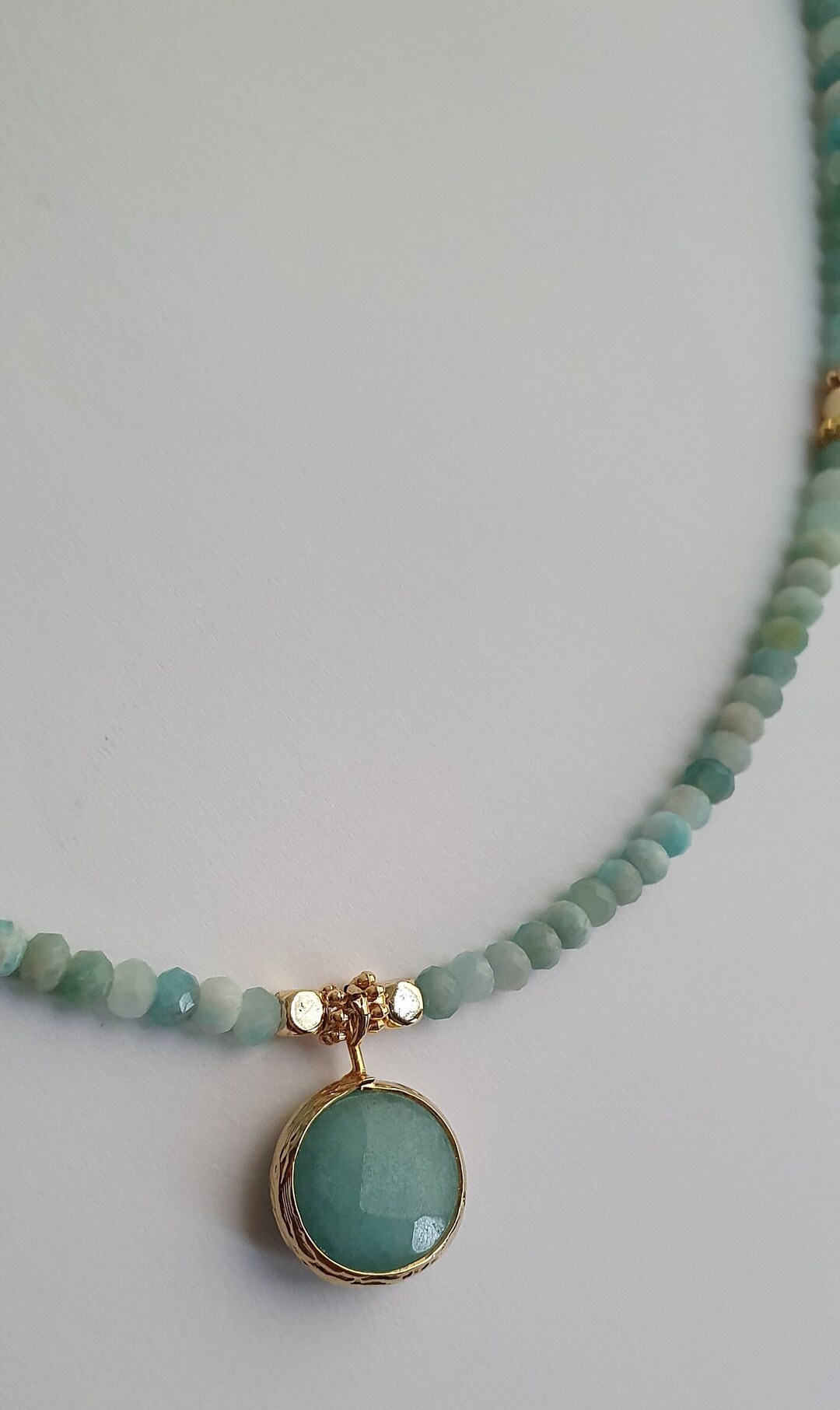 Faceted Amazonite Necklace, 3.5mm Micro Faceted Amazonite Necklace ...