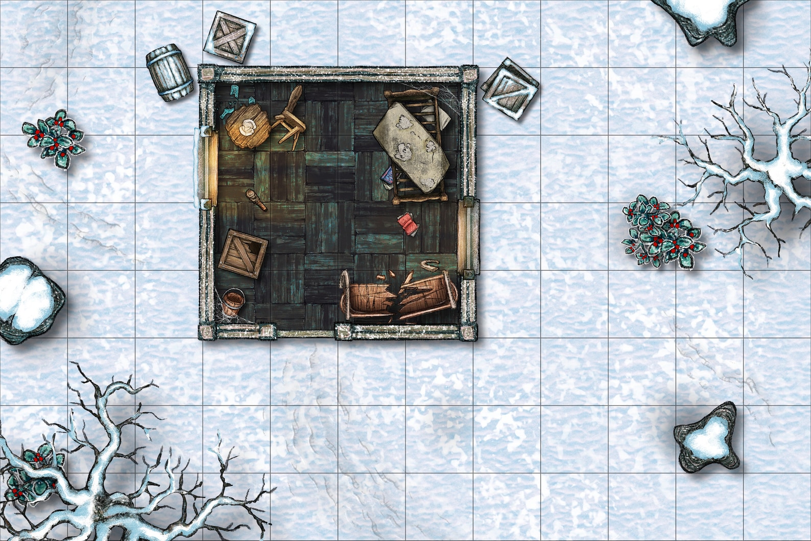 Snow Battle Map 4K, Dnd Battle Map, D&D, Battlemap, Dungeons and ...