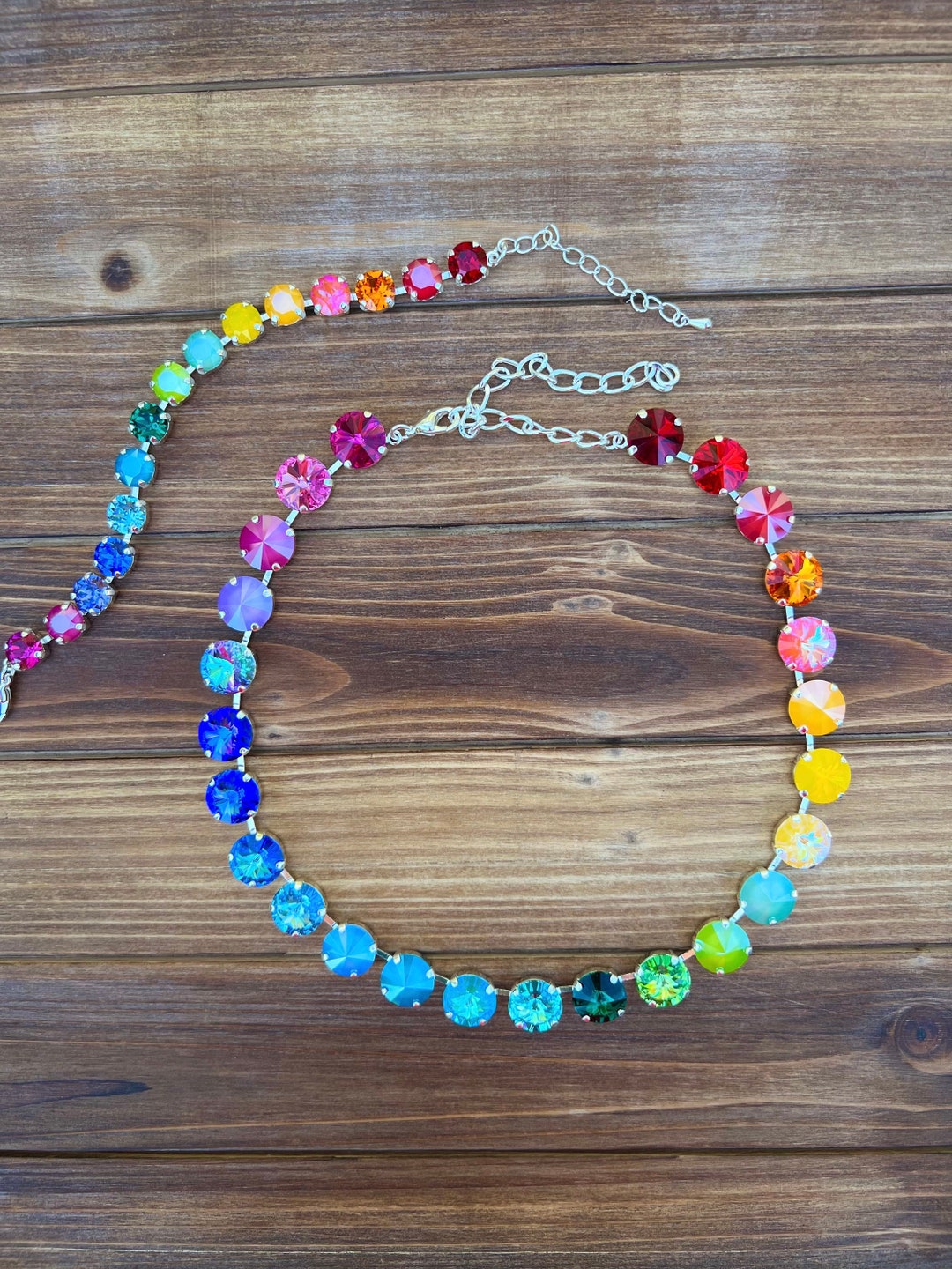 Rainbow Necklace & Bracelet Made With Swarovski Crystal, Rainbow ...