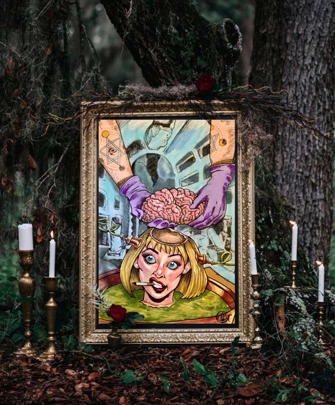 Mindless Habits Illustration- Printable Art- Halloween Horror Art- Pulp ...