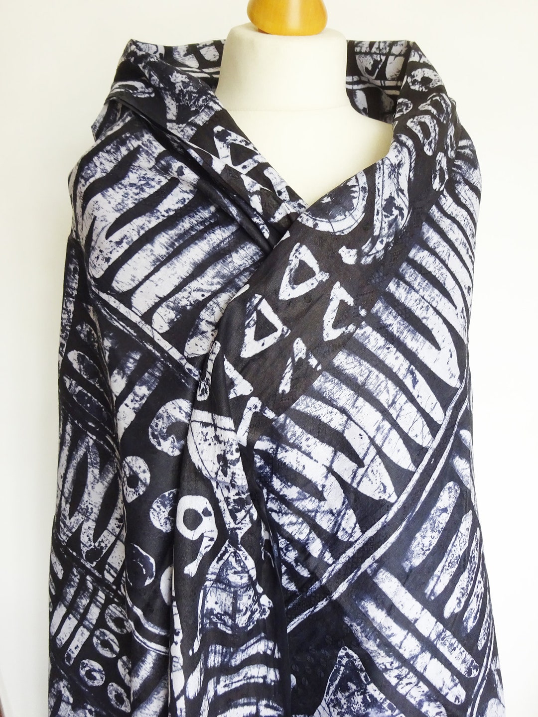 Indigo Hand Drawn Fabric, African Batik, Artisan Modern Adire Fabric by ...