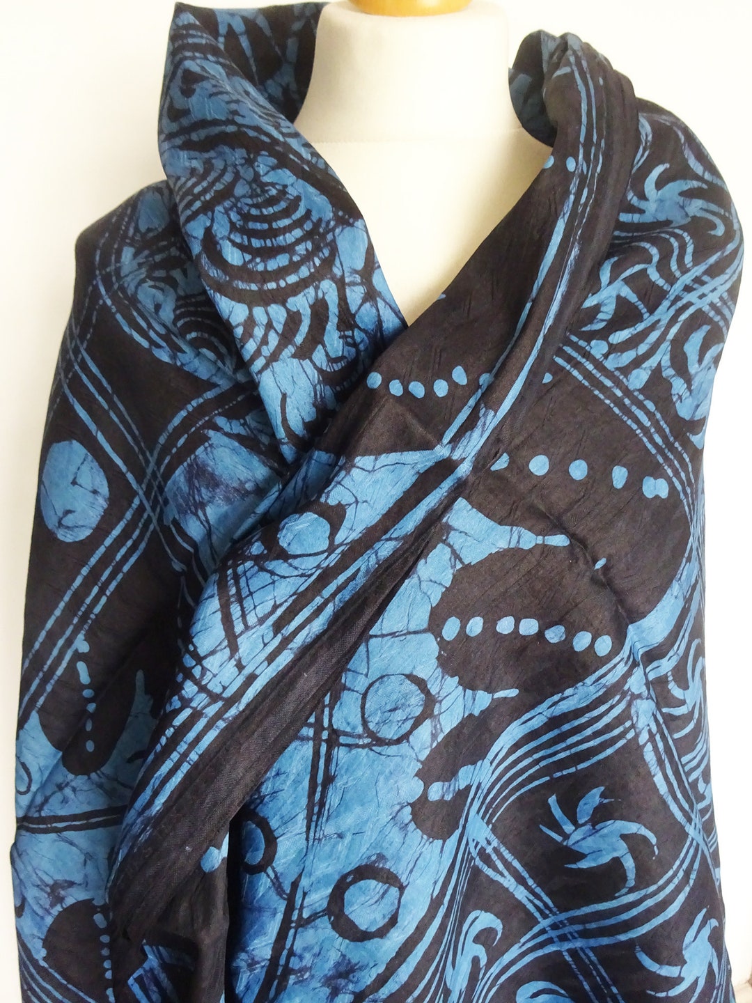 Hand-drawn Fabric, Indigo Blue African Batik, Modern Adire Fabric by ...