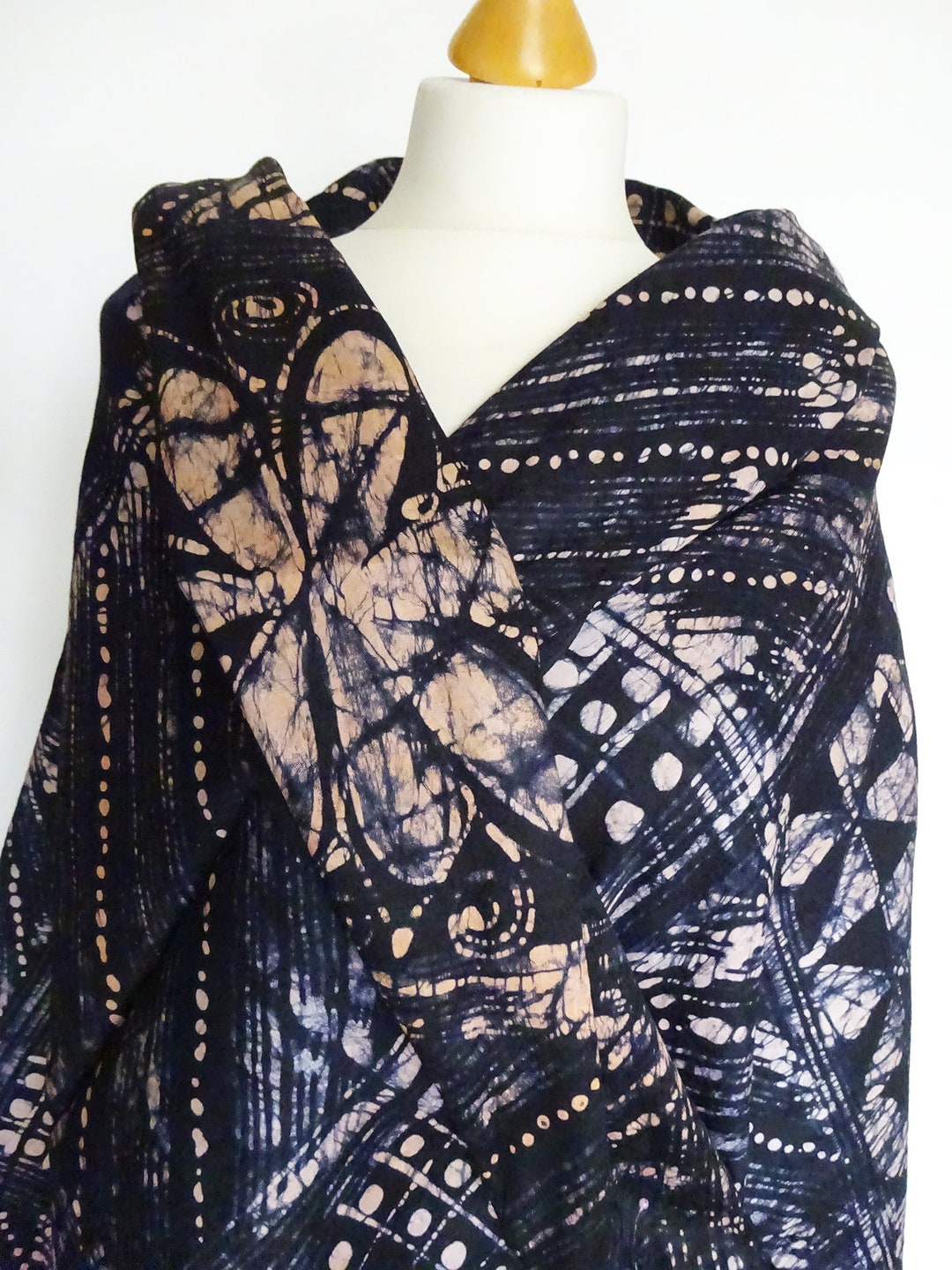 Black and Pink Hand Drawn Fabric, African Batik, Modern Adire Fabric by ...