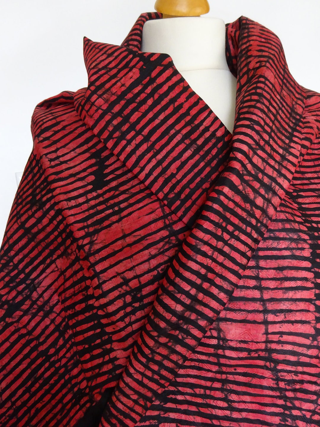 Red Striped Fabric, Hand Printed African Adire Fabric by the Yard ...