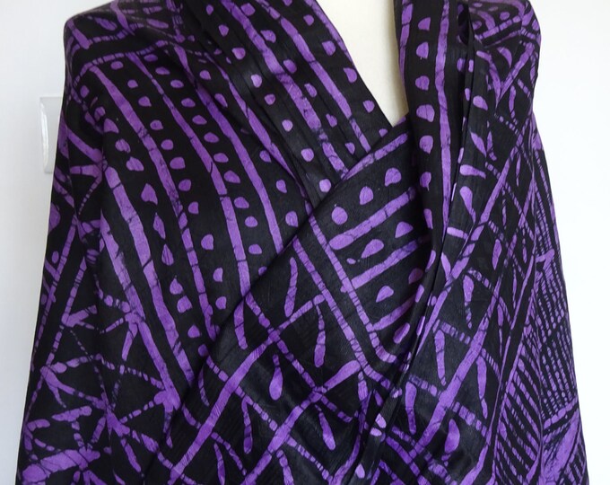 Purple Hand Drawn Fabric, African Batik, Modern Adire Fabric by the ...