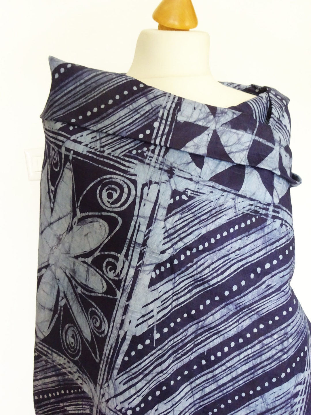 African Batik, Indigo Blue Adire Eleko Fabric, Hand Drawn Fabric ...