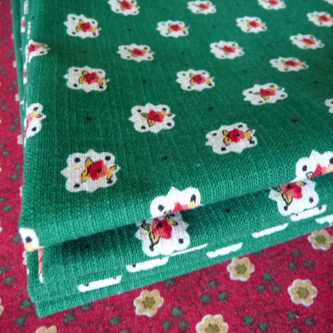 6 Beautiful Vintage NAPKINS, GREEN LINVOSGES Provence Cotton Napkins ...