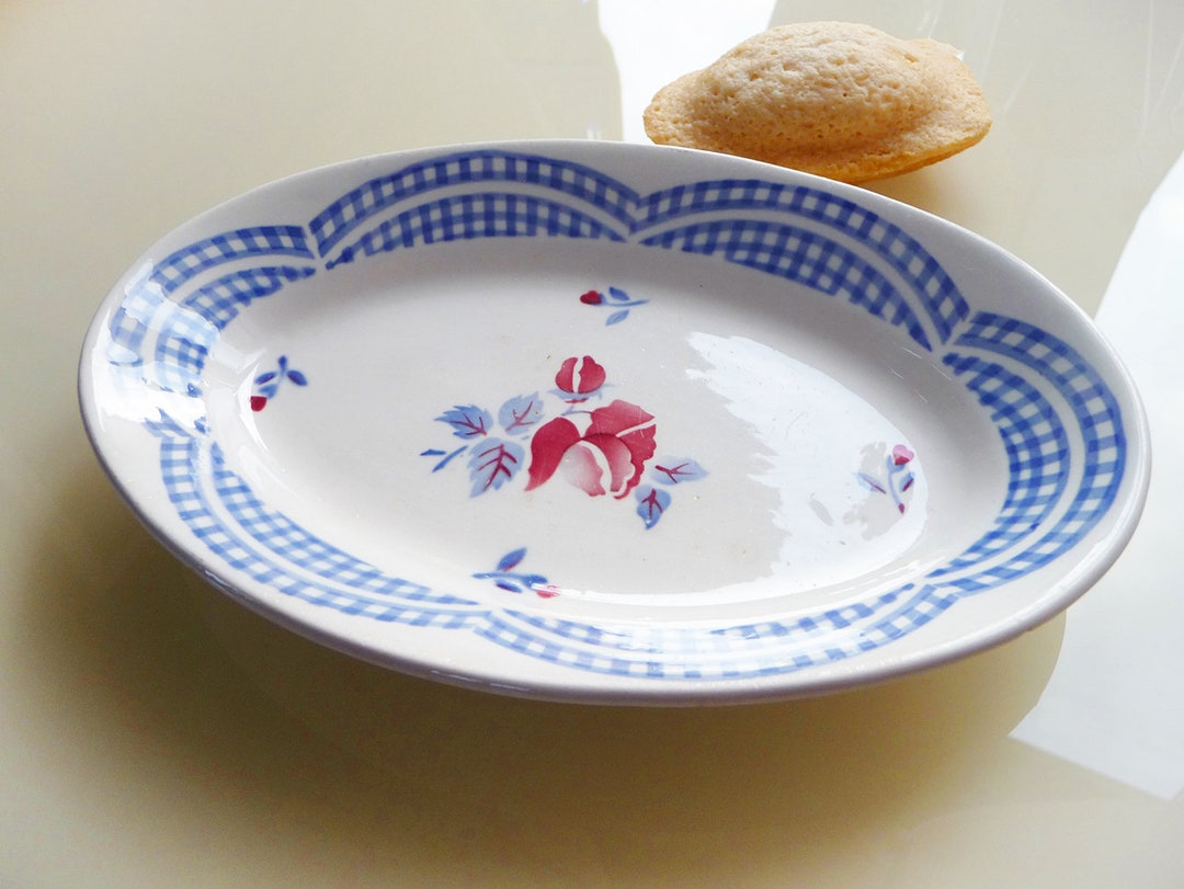Digoin EDEN ROC Small Oval Serving Dish, Ravier Amandinoise, Cobalt ...
