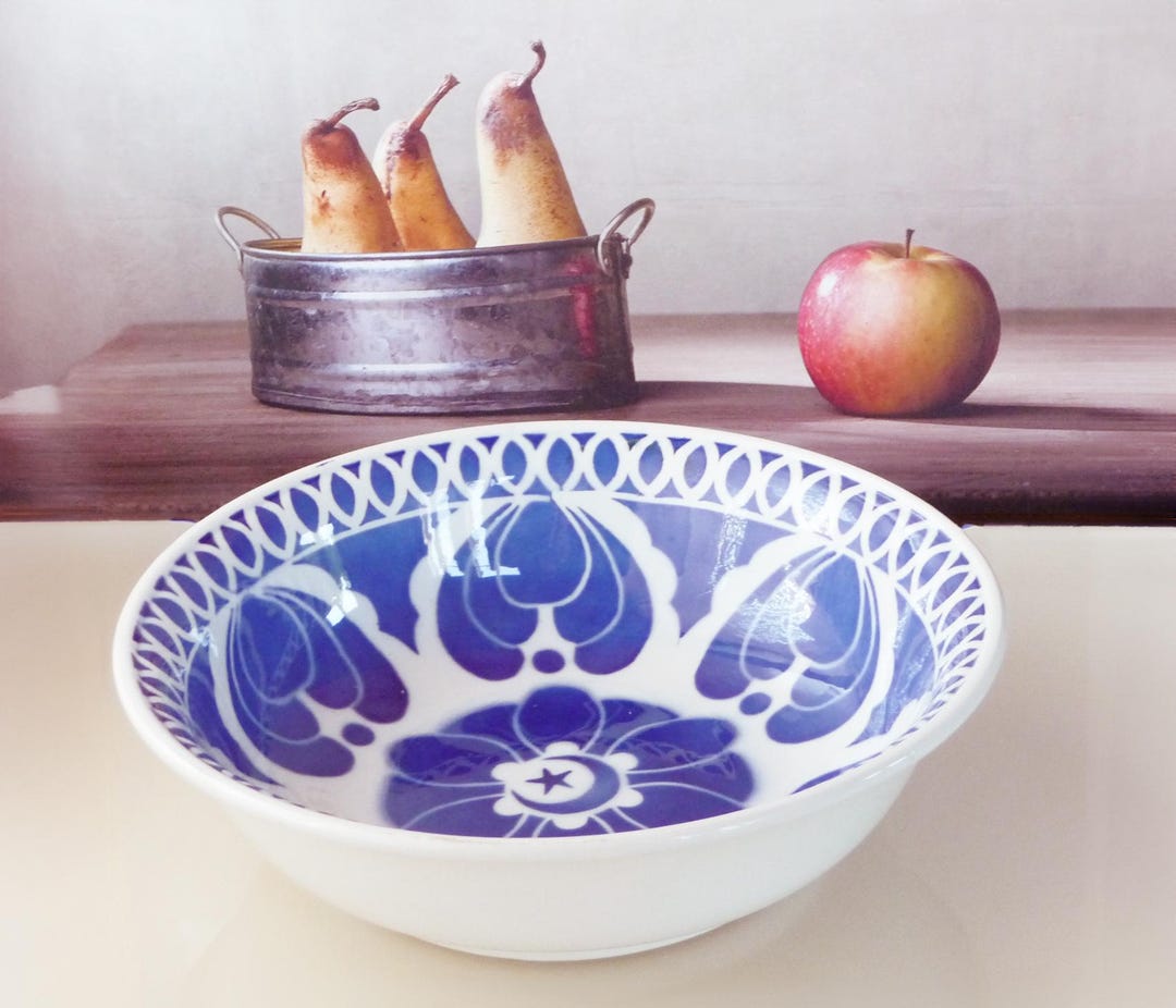 RARE Digoin AICHA Orientalist Salad BOWL, Blue White Bowl, Cobalt Blue ...