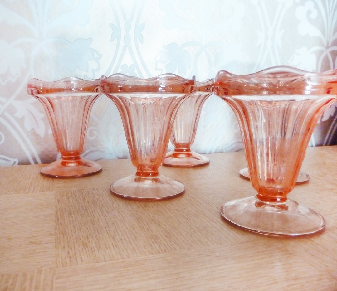 Vintage Luminarc Pink Blush Sundae Glasses: Set of 6, Mid-century ...