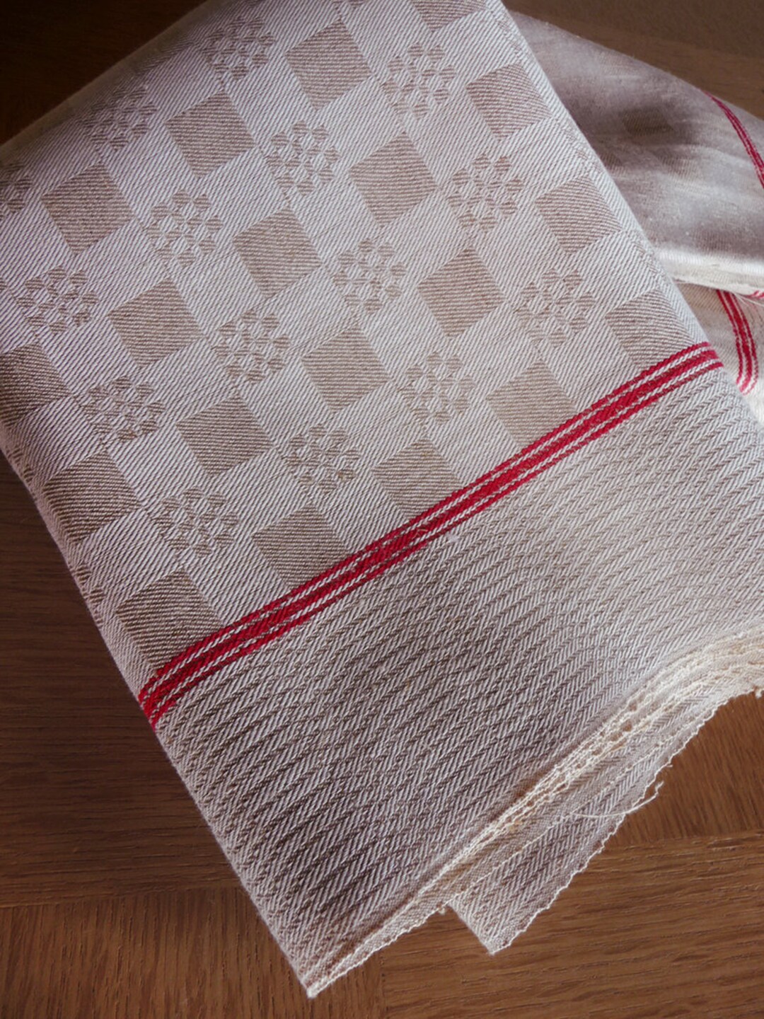 Vintage High Quality BASQUE Linen Fabric, French Tablecloth, Towels ...