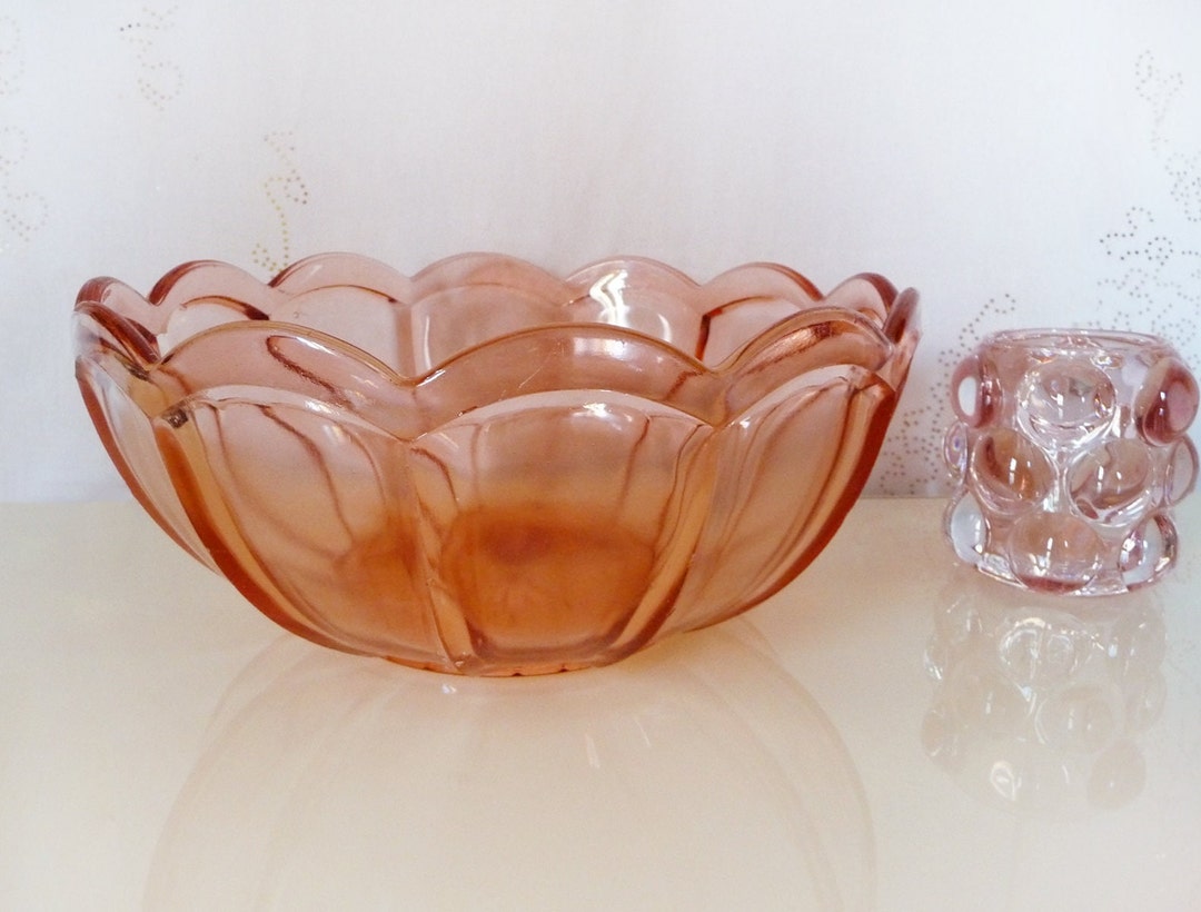 Pink Glass Salad Bowl, Pink Bowl, Pink Fruit Bowl, Pasta Bowl, Luminarc ...
