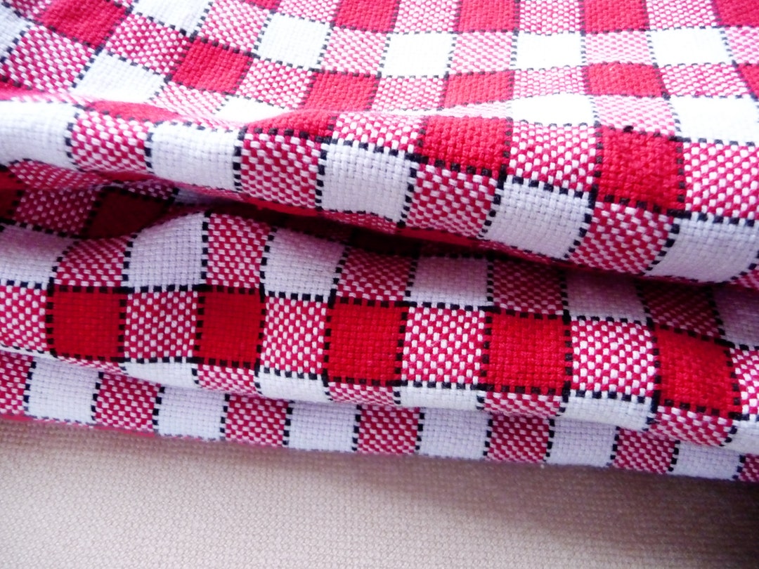 Vintage RED French BISTROT Tablecloth, Rectangular, White RED, Gingham ...