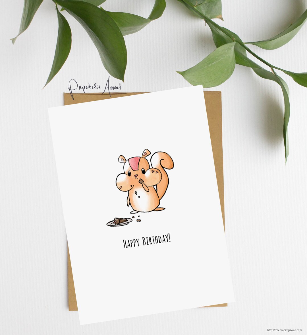 Chipmunk Birthday Card Card for Foodies Birthday Cake Card - Etsy