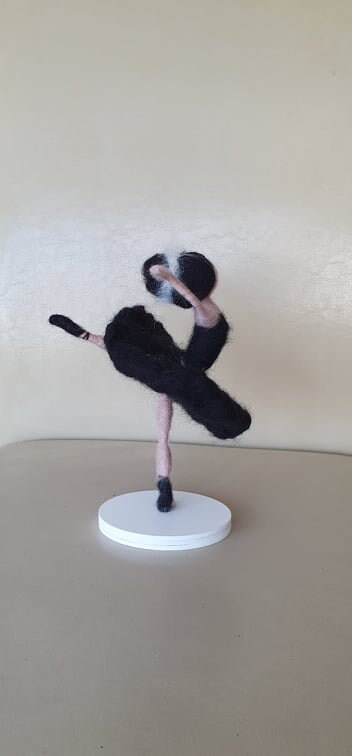 Black Graceful Ballerina Felted Figurine, Swan Lake Figure , Needle ...