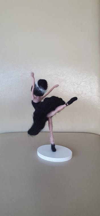 Black Graceful Ballerina Felted Figurine, Swan Lake Figure , Needle ...