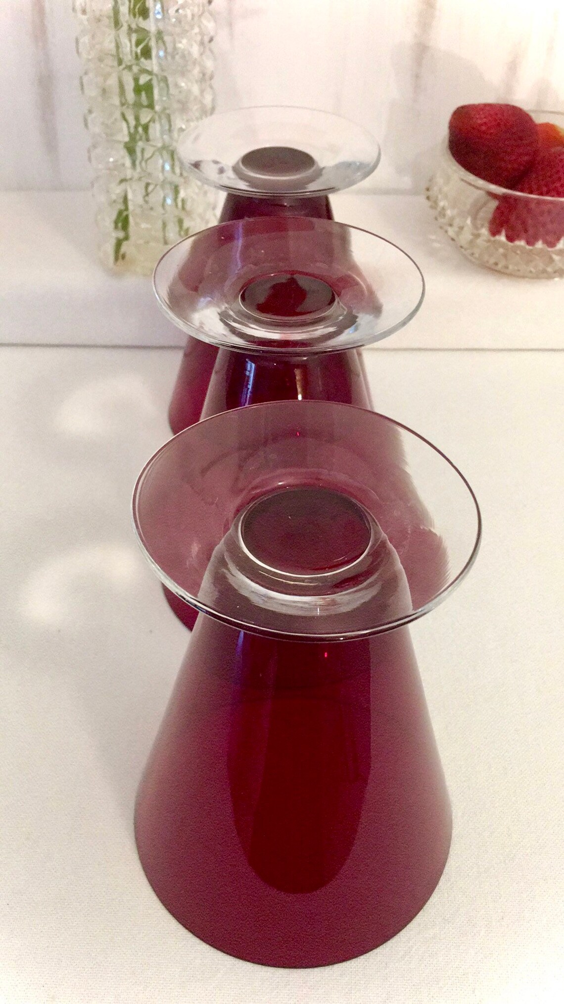 Wine Glasses Ruby Red/ Water Wine Glasses/ Vintage Wine | Etsy