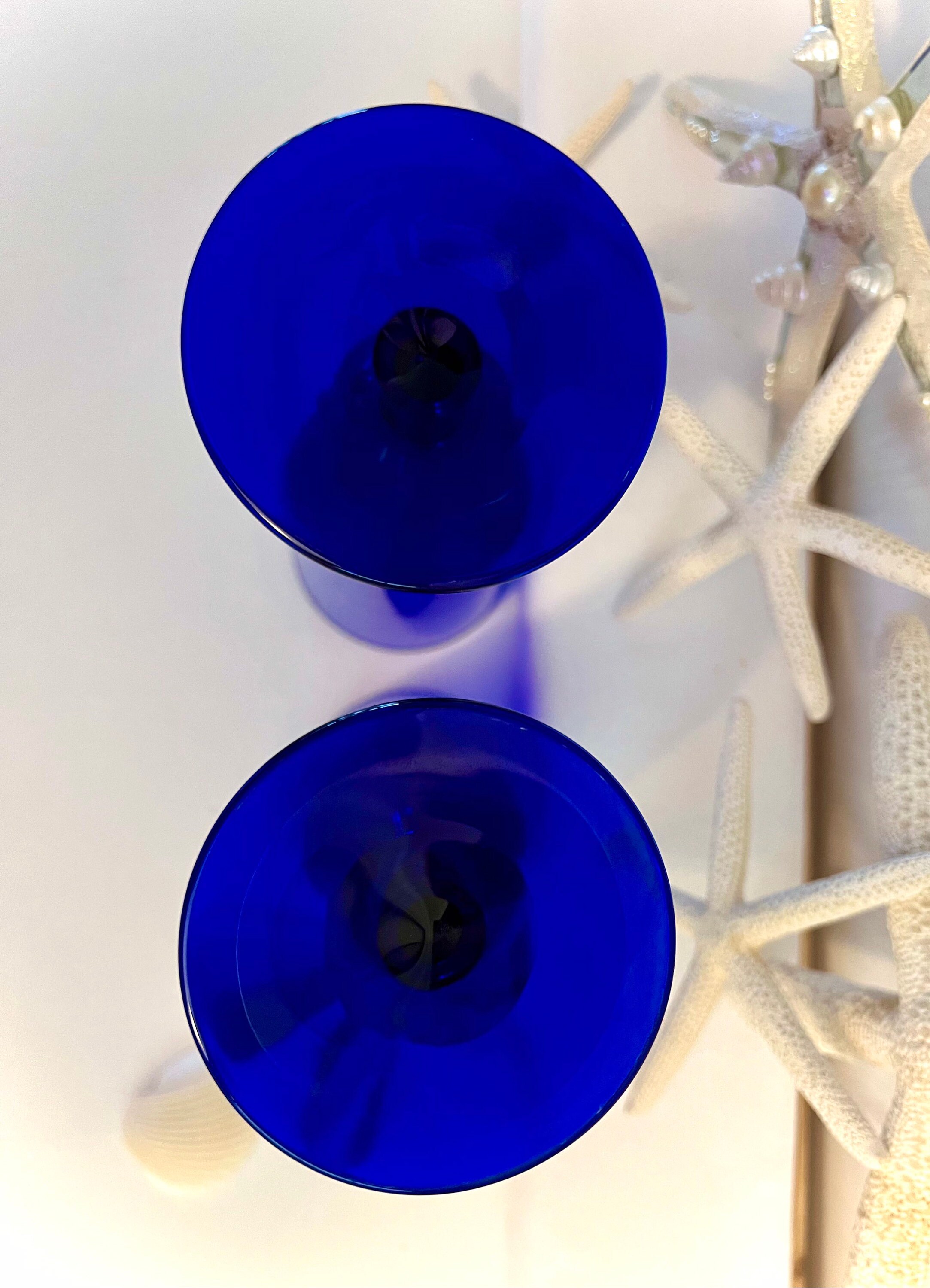 Champagne Wine Water Cobalt Blue Pilsners Gorgeous Set of 2 Excellent ...