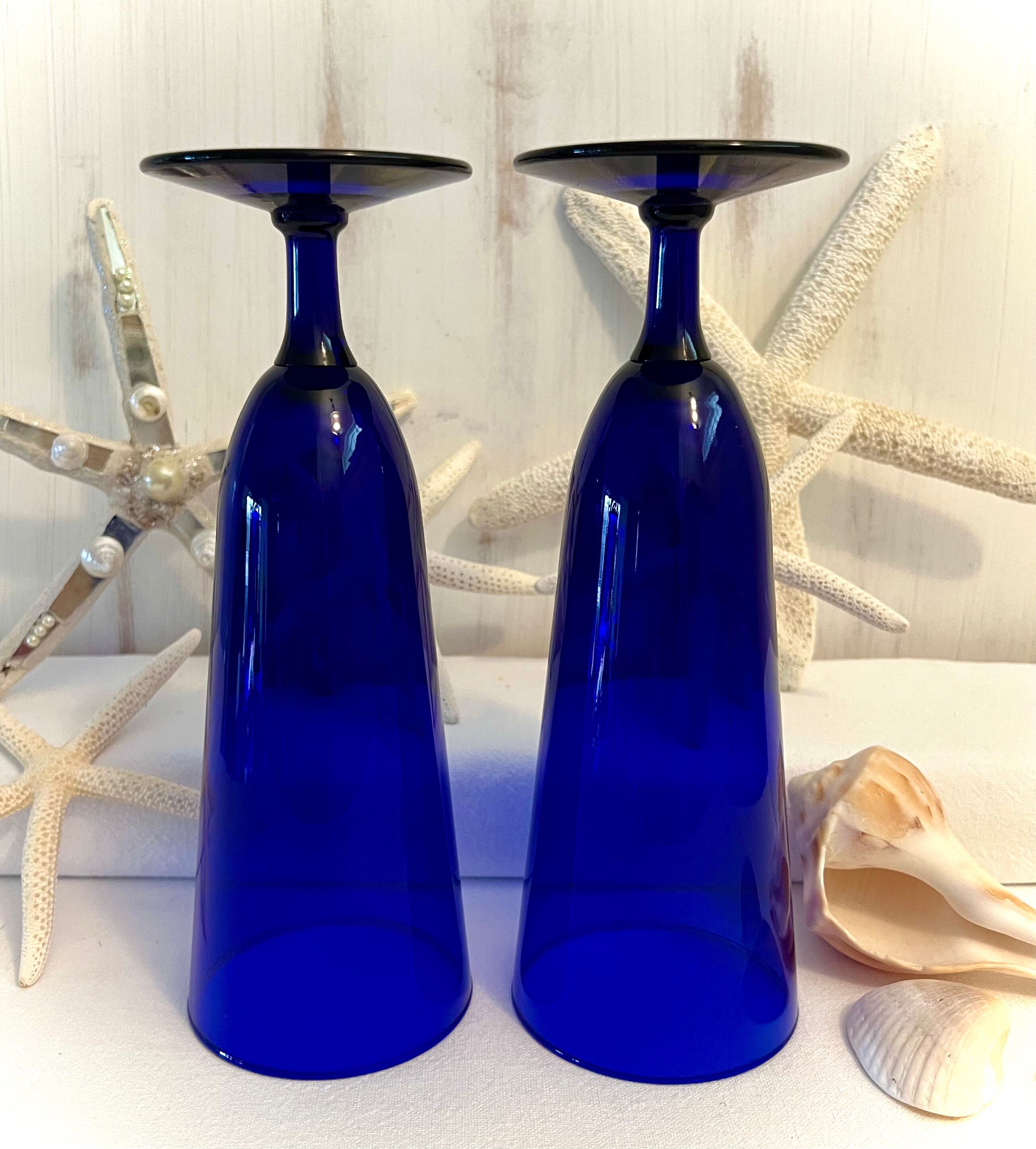 Champagne Wine Water Cobalt Blue Pilsners Gorgeous Set of 2 Excellent ...
